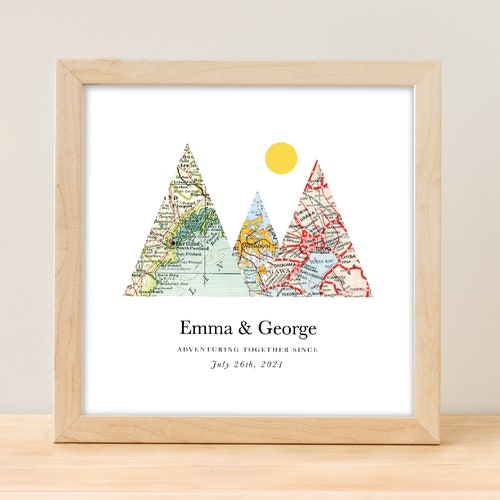 Adventure Together® Map Mountain Personalized Wedding Gift or - Etsy
