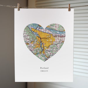 Portland Heart Map Portland Map Oregon Print Heart Map - Etsy