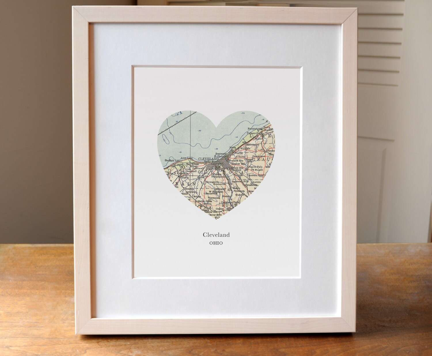 Cleveland Ohio Map Heart Print Ohio Print Heart Map Print | Etsy