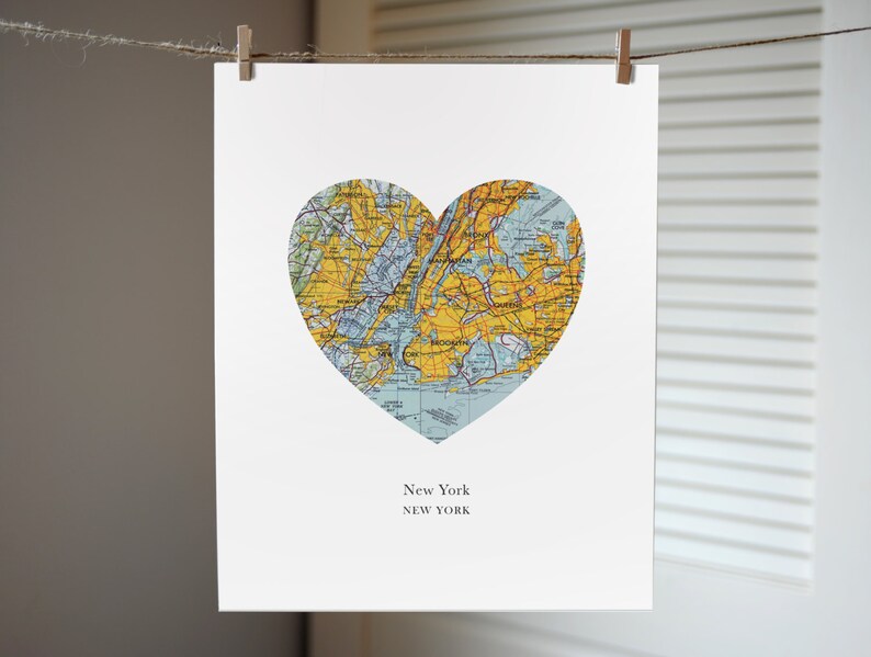 New York Heart Map New York Print New York Map New York | Etsy