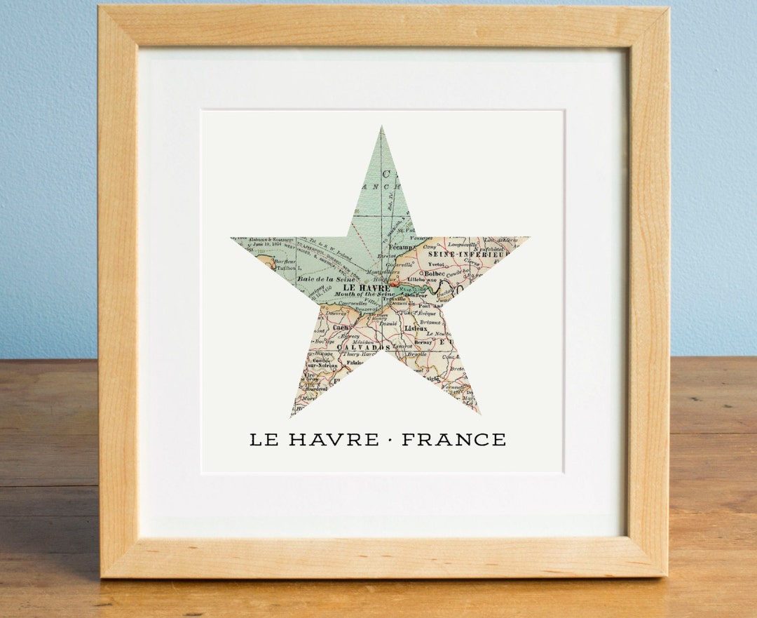 Any Location Star Map Personalized Map Art, Le Havre France Map, Custom ...