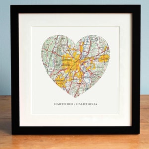 Map of Hartford Connecticut, Heart Map Print, Gift for Couple, Hartfort ...