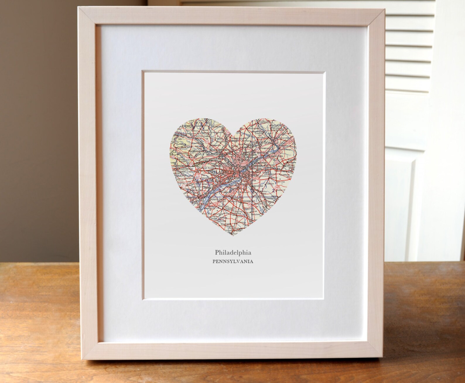 Philadelphia Heart Map Print Pennsylvania Map Print - Etsy
