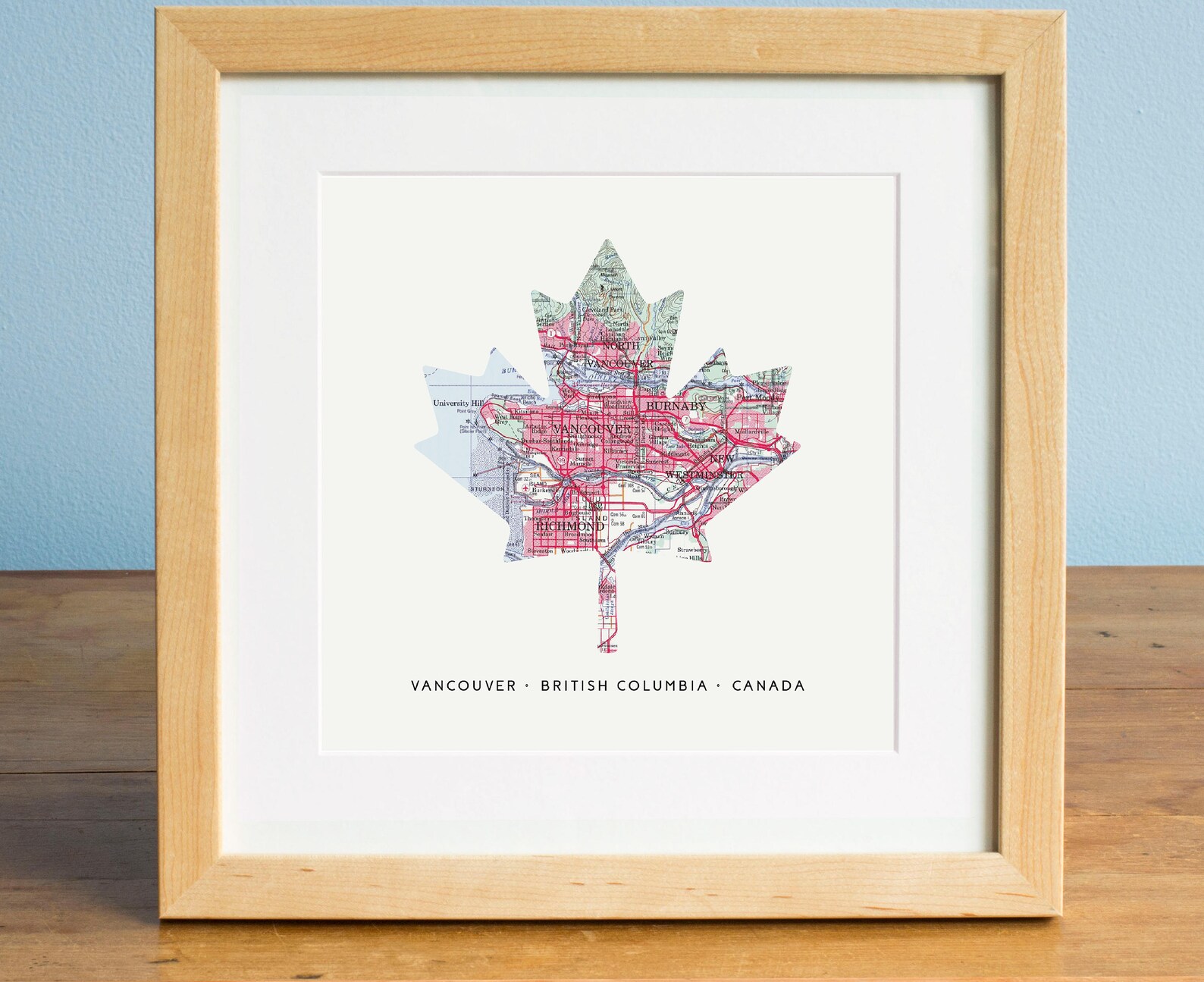 Canada Maple Leaf Map Map of Vancouver Vancouver BC Map | Etsy