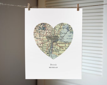 Map of Hartford Connecticut Heart Map Print Gift for Couple | Etsy