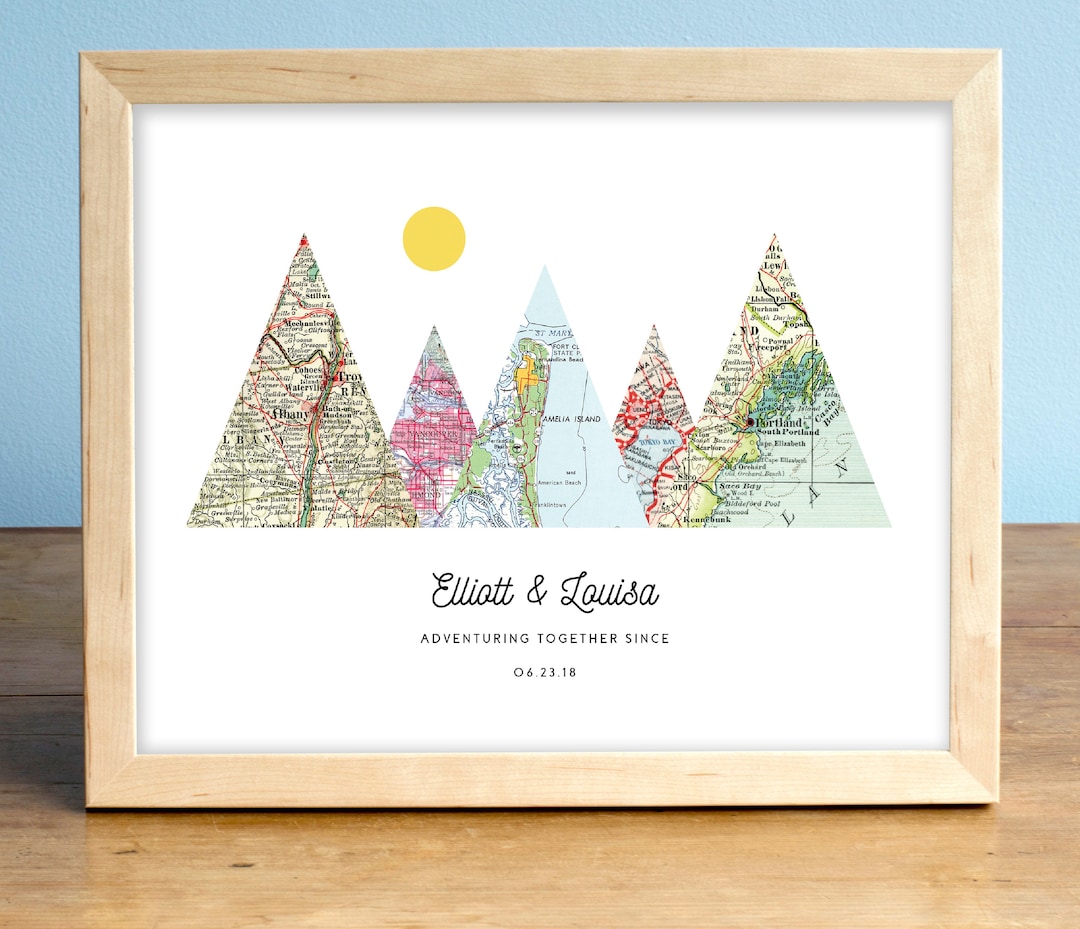 Adventure Together® Map Mountain Personalized Wedding or - Etsy