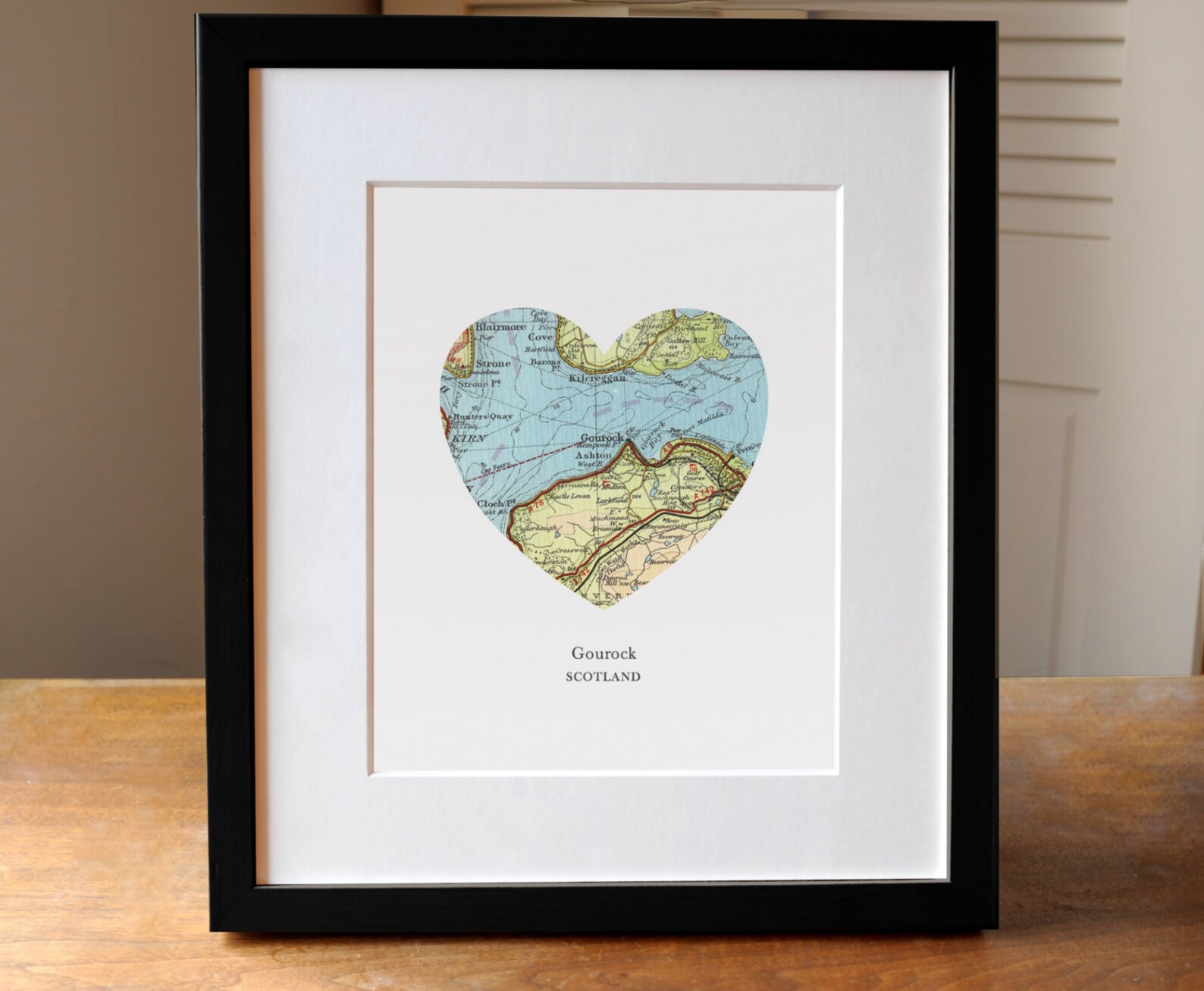 Scotland City Heart Map Print Gourock Scotland Map Art - Etsy