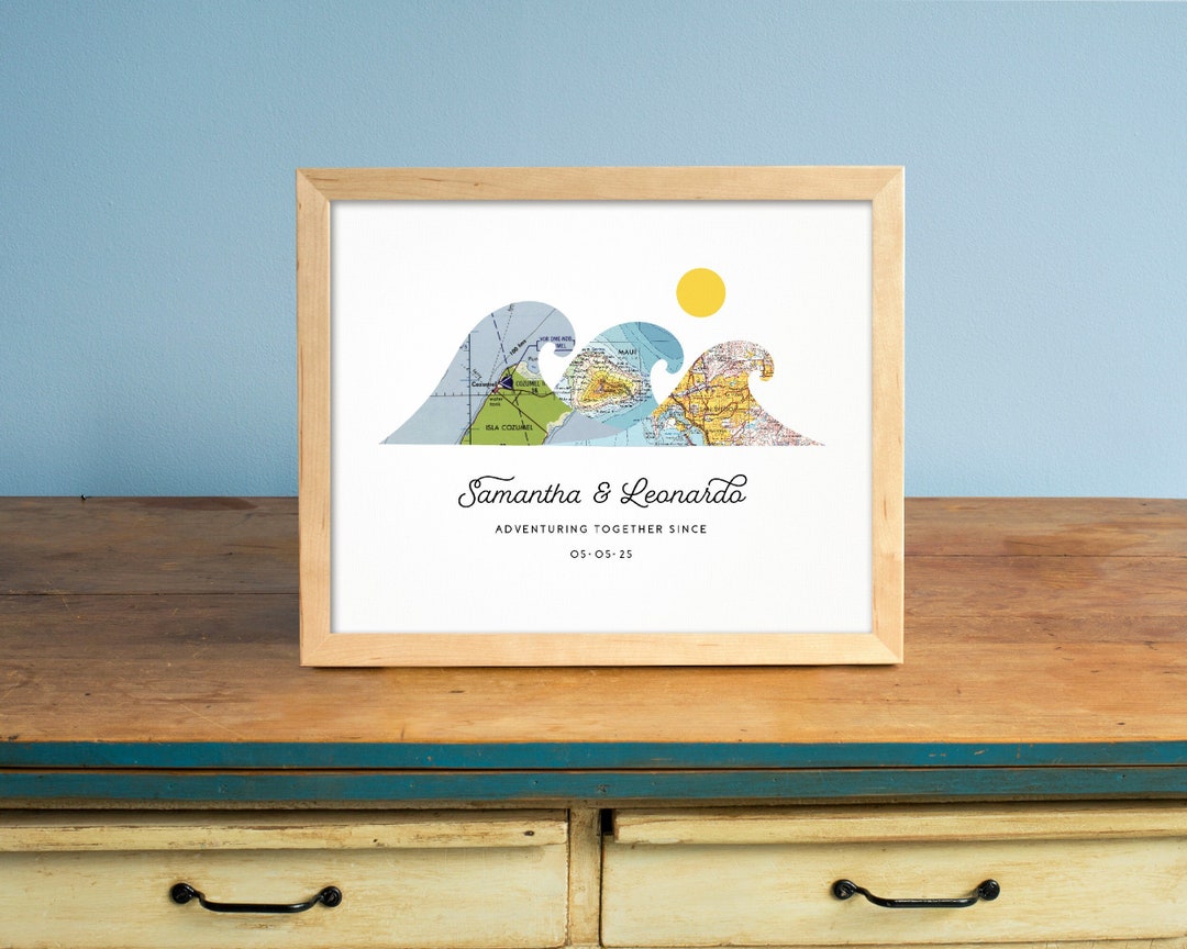 Personalized Surf Map Art Print: Beach Cabin Decor, Surfer Gift - Etsy