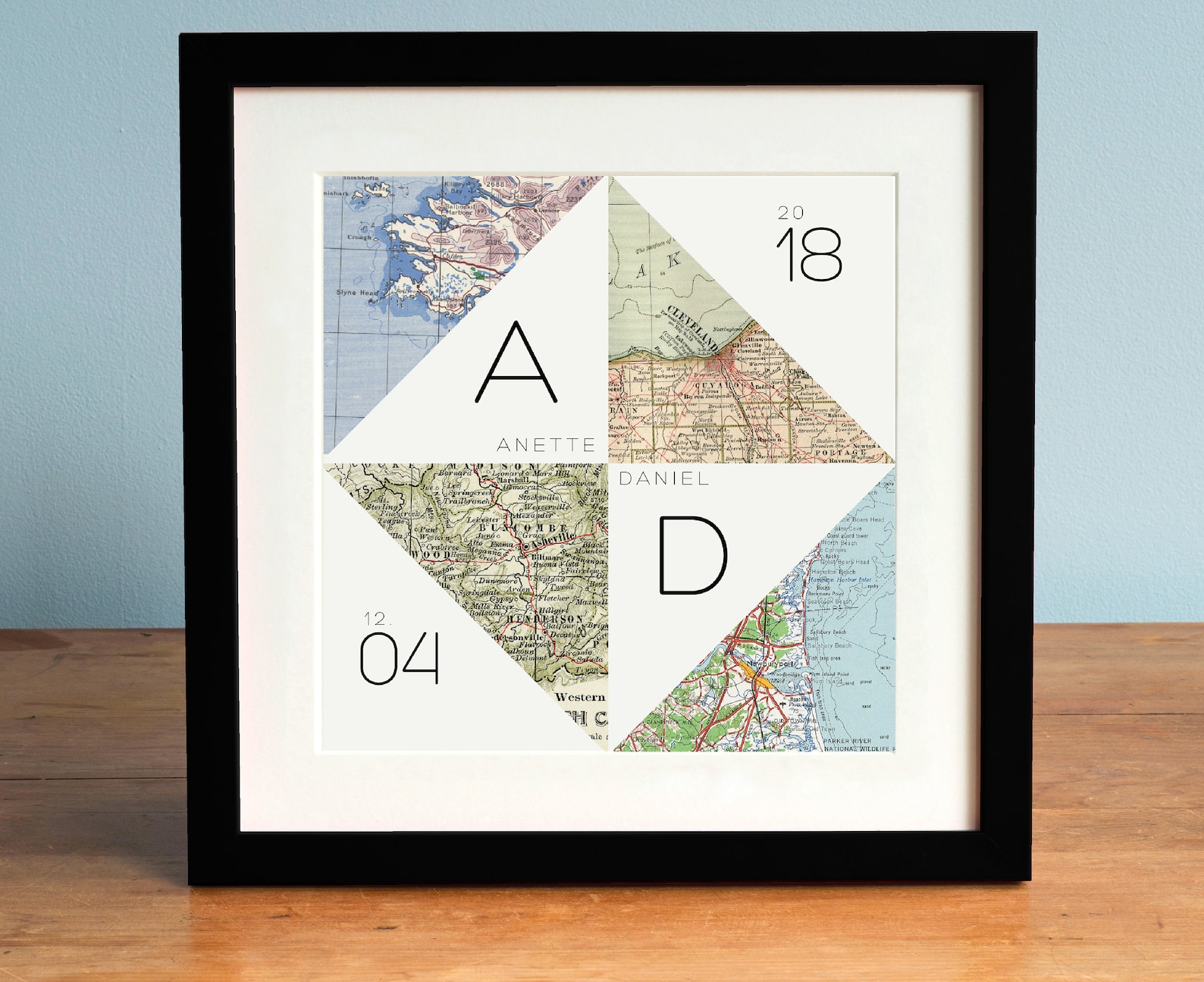 Modern Geometric Personalized Map Art 4 Map Nautical Chart - Etsy