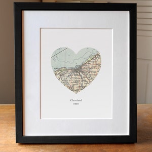 Cleveland Ohio Map Heart Print, Ohio Print, Heart Map Print, Hometown ...