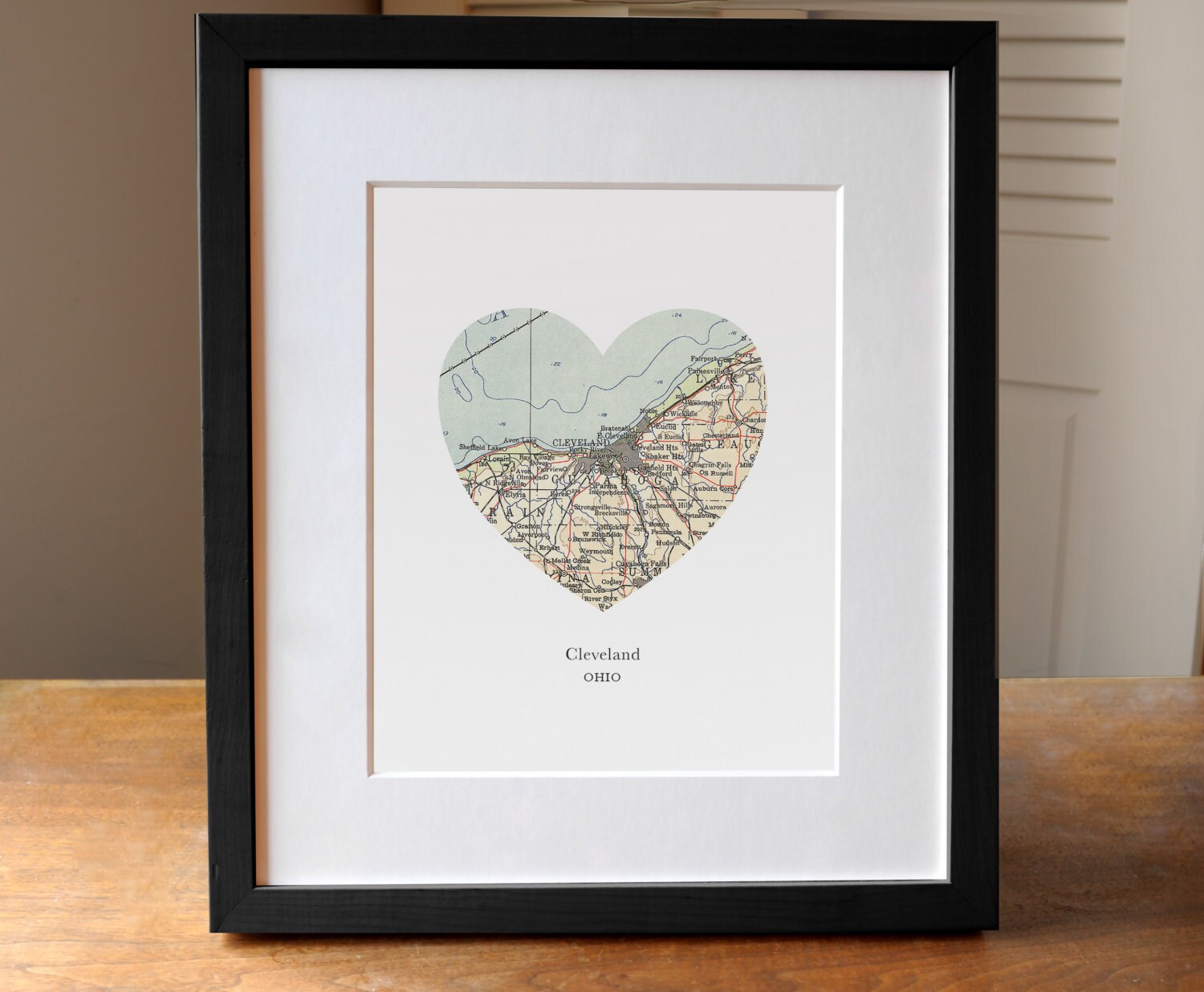 Cleveland Ohio Map Heart Print Ohio Print Heart Map Print | Etsy