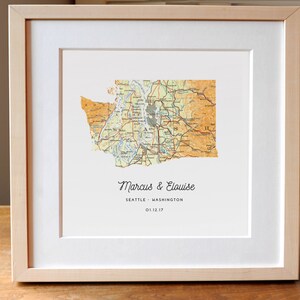 Personalized Washington State Shape Map Wedding Gift or Anniversary ...