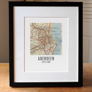 Any City Square Map Print, Customized Map Print, Aberdeen Scotland Map ...
