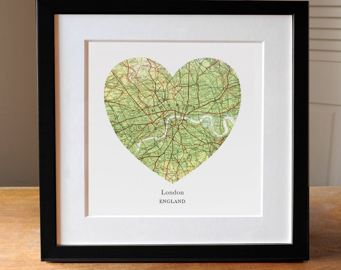 London Heart Map London Map England Map Art Vintage Map - Etsy