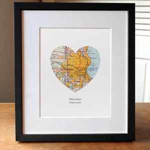 Milwaukee Wisconsin Heart Map Print, Wisconsin State Art, Custom City ...