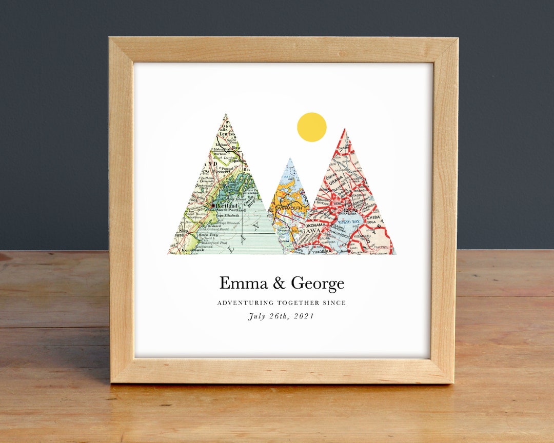 Personalized Adventure Map Art Print: Custom Mountain Scene Gift - Etsy