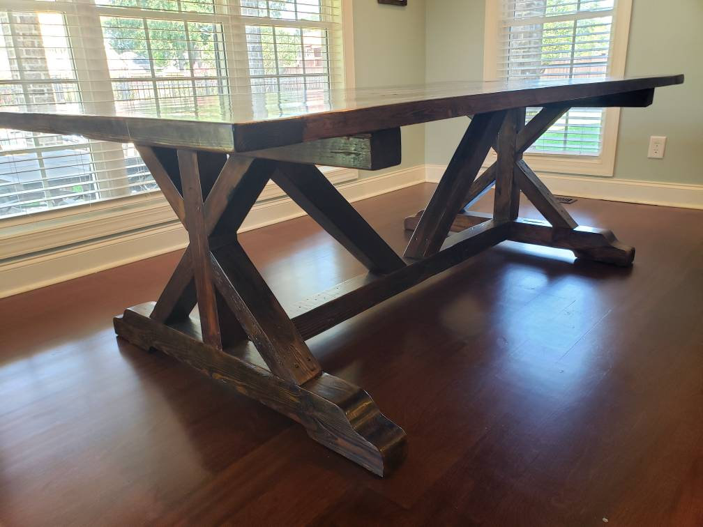 Reclaimed Trestle Harvest Table | Etsy