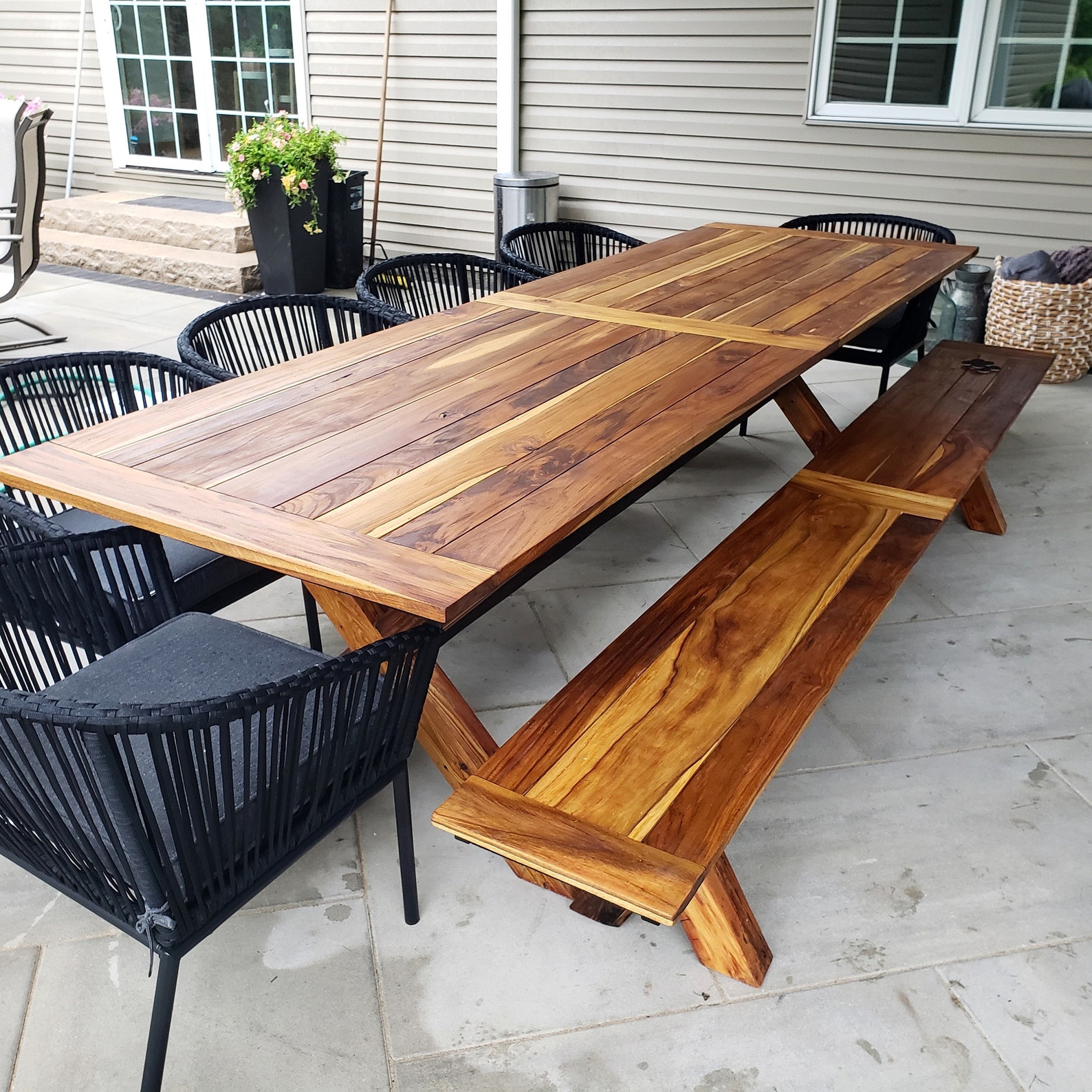 Teak Outdoor X-frame Table - Etsy