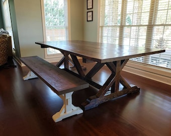 Farmhouse Table, Dining Table, Wood Table, Reclaimed Wood, Trestle ...