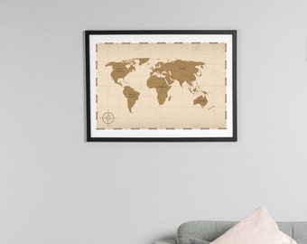 Vintage Globe World Poster Instant Download A3 A4 TABLOID PNG Printable ...