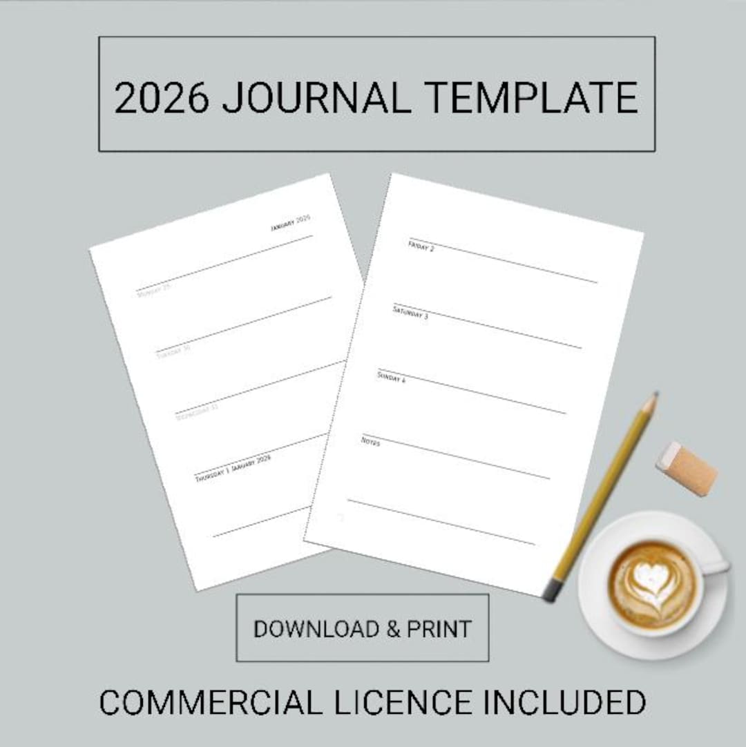 2026 Journal Diary Planner Interior Template B6 A4 Instant Download ...