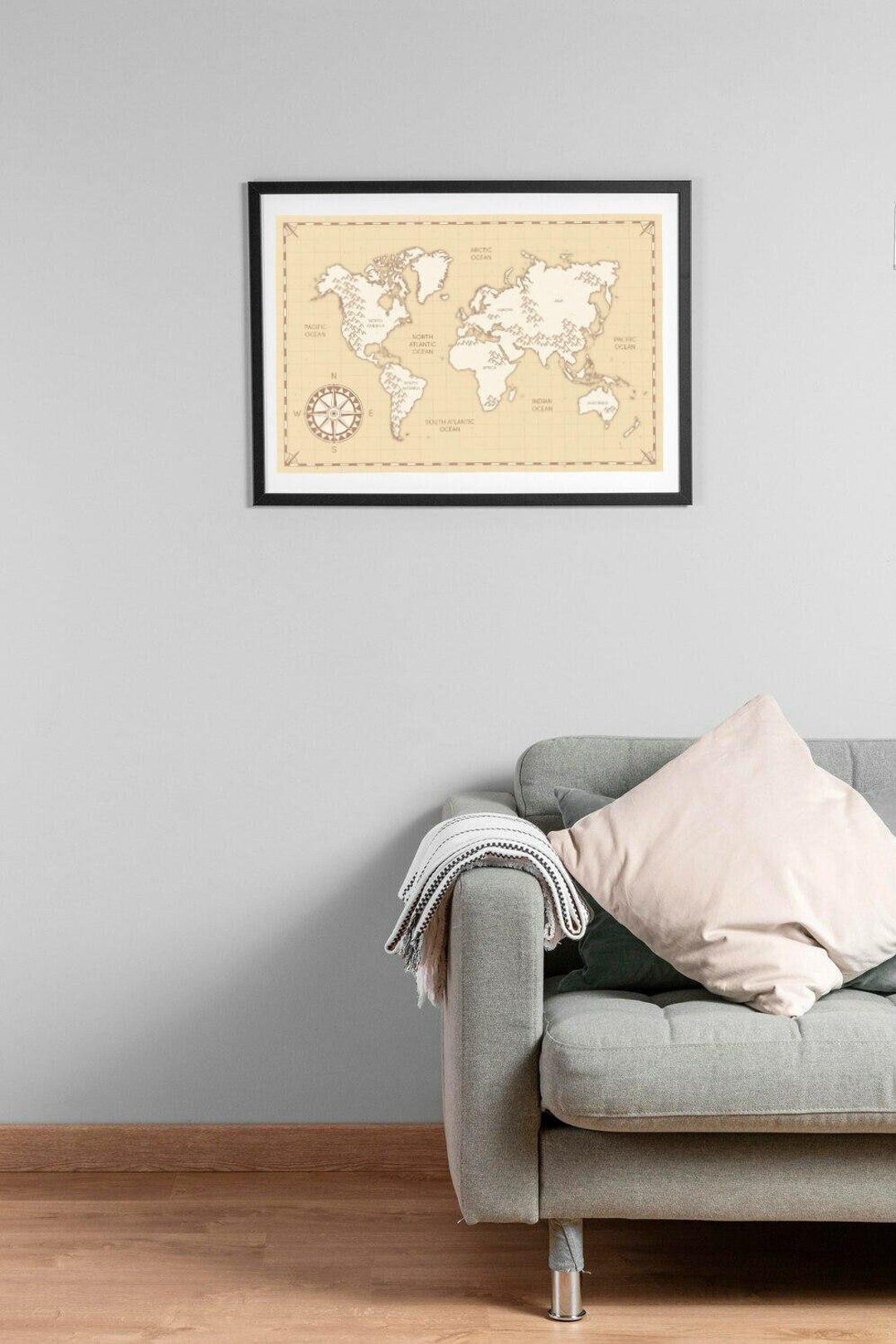 Vintage World Map • Instant Download • A3 • A4 • A5 • Digital Printable ...