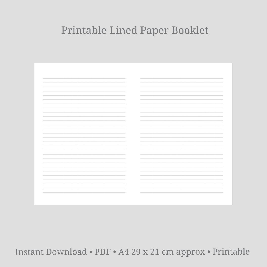 Printable Lined Paper Booklet Template • A4 Folded to A5 • Instant ...
