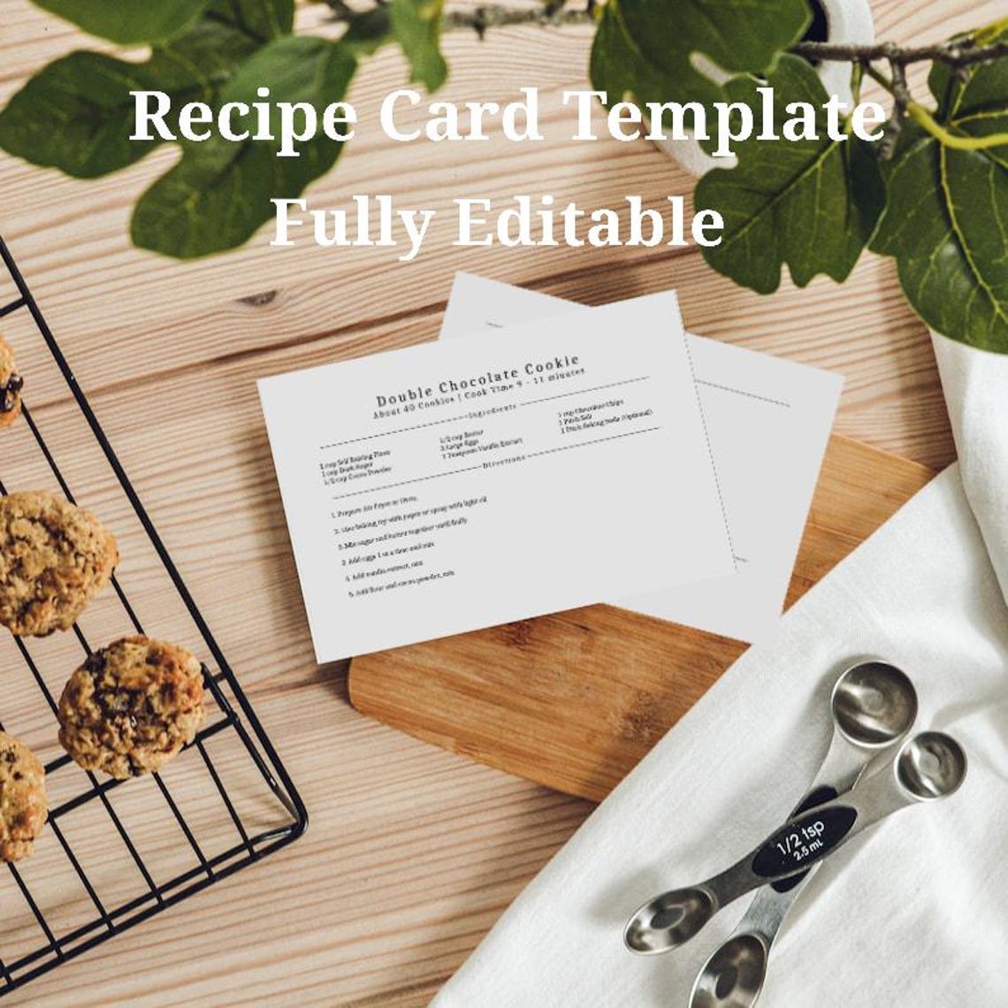 Recipe Card Book Sheet Interior Template Digital Printable Commercial ...