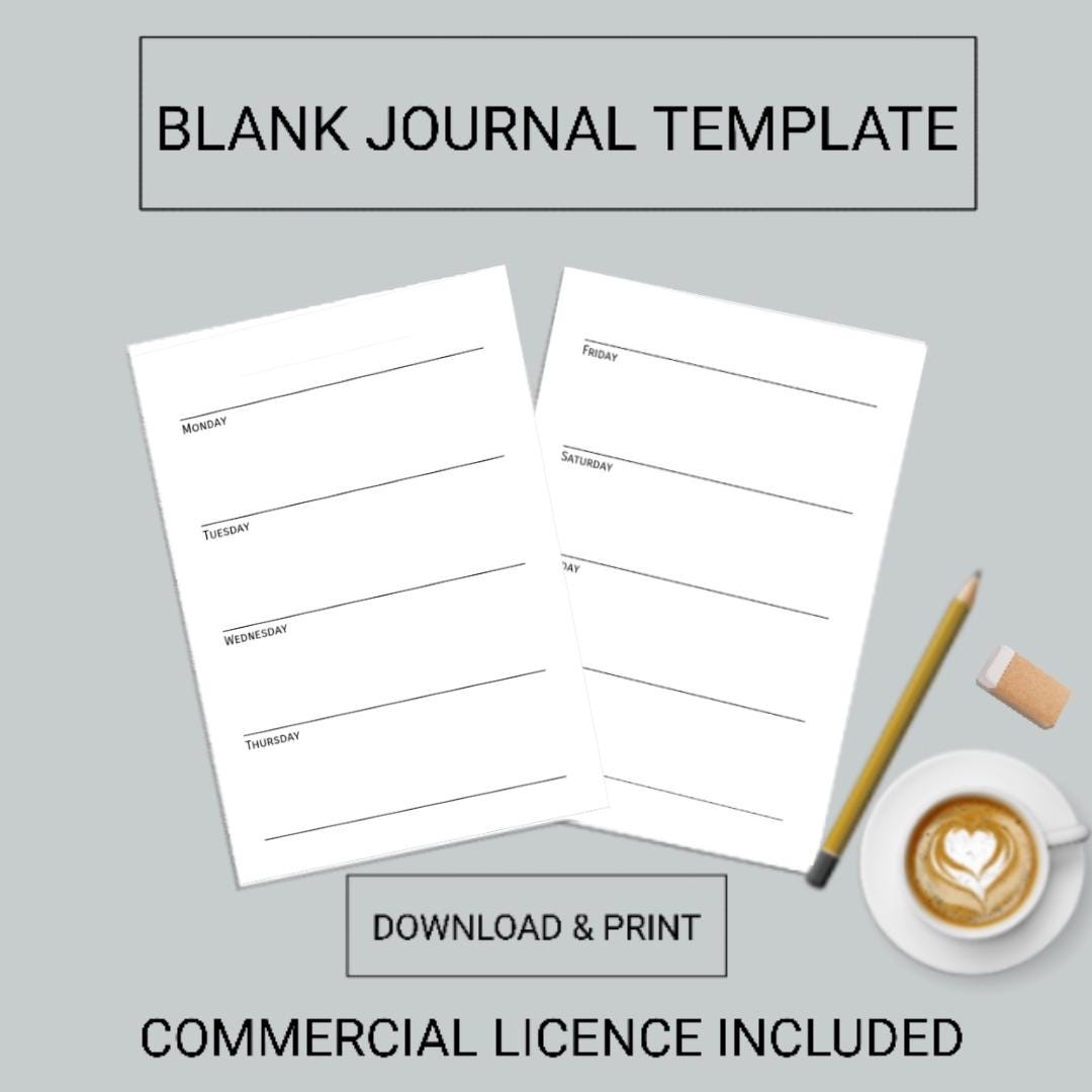 Blank EDITABLE Journal Diary Planner Interior Template Instant Download ...