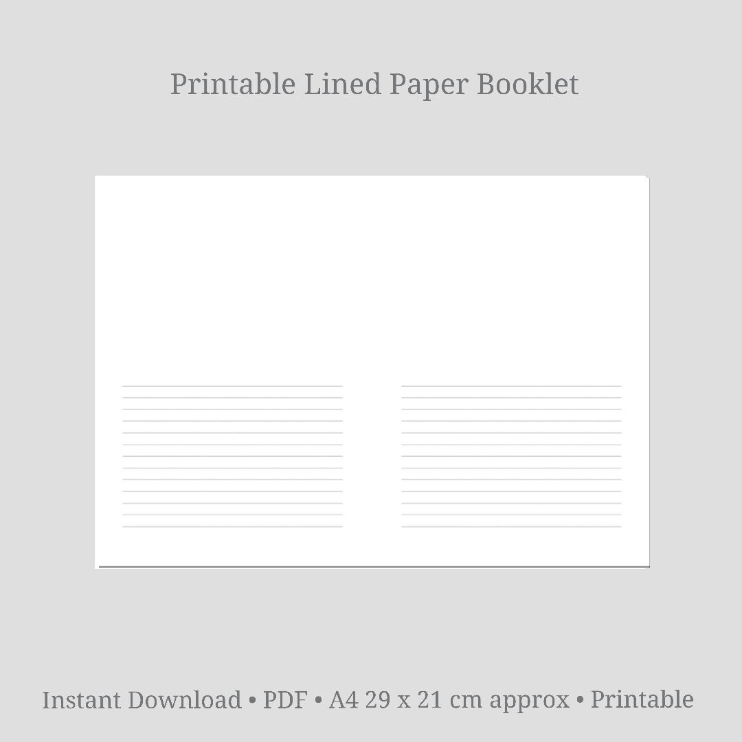 Printable Lined Paper Booklet Template • A4 Folded to A5 • Instant ...