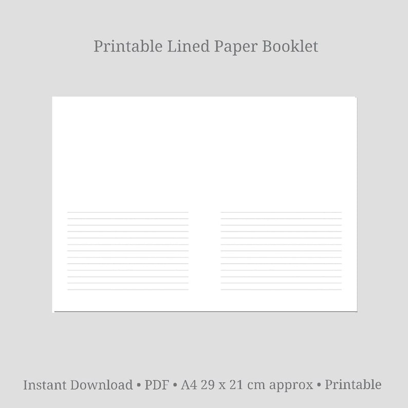 Printable Lined Paper Booklet Template • A4 Folded to A5 • Instant ...