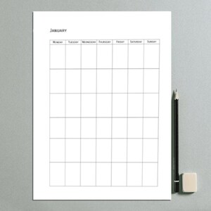 Blank Calendar Template Craft Commercal Use Digital Download Instant ...