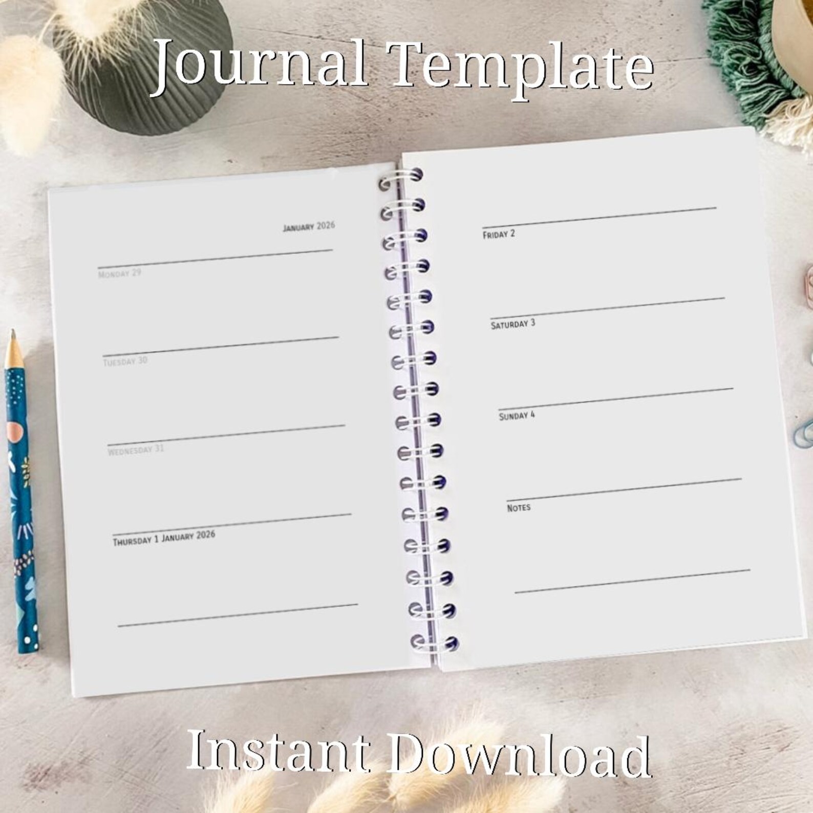 2025 Journal Diary Planner Interior Template B6 A5 Instant Download ...