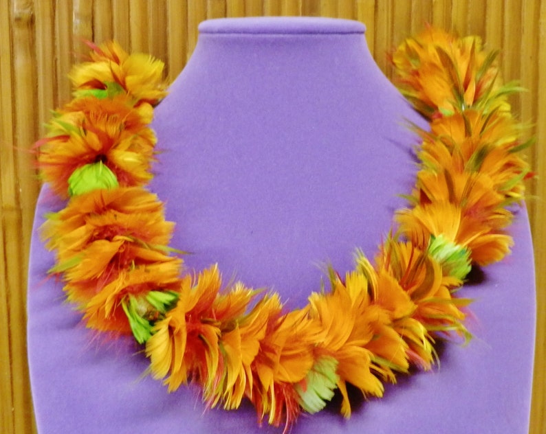Handmade Feather Lei: Custom Ilima Style, Hawaiian Gift - Etsy