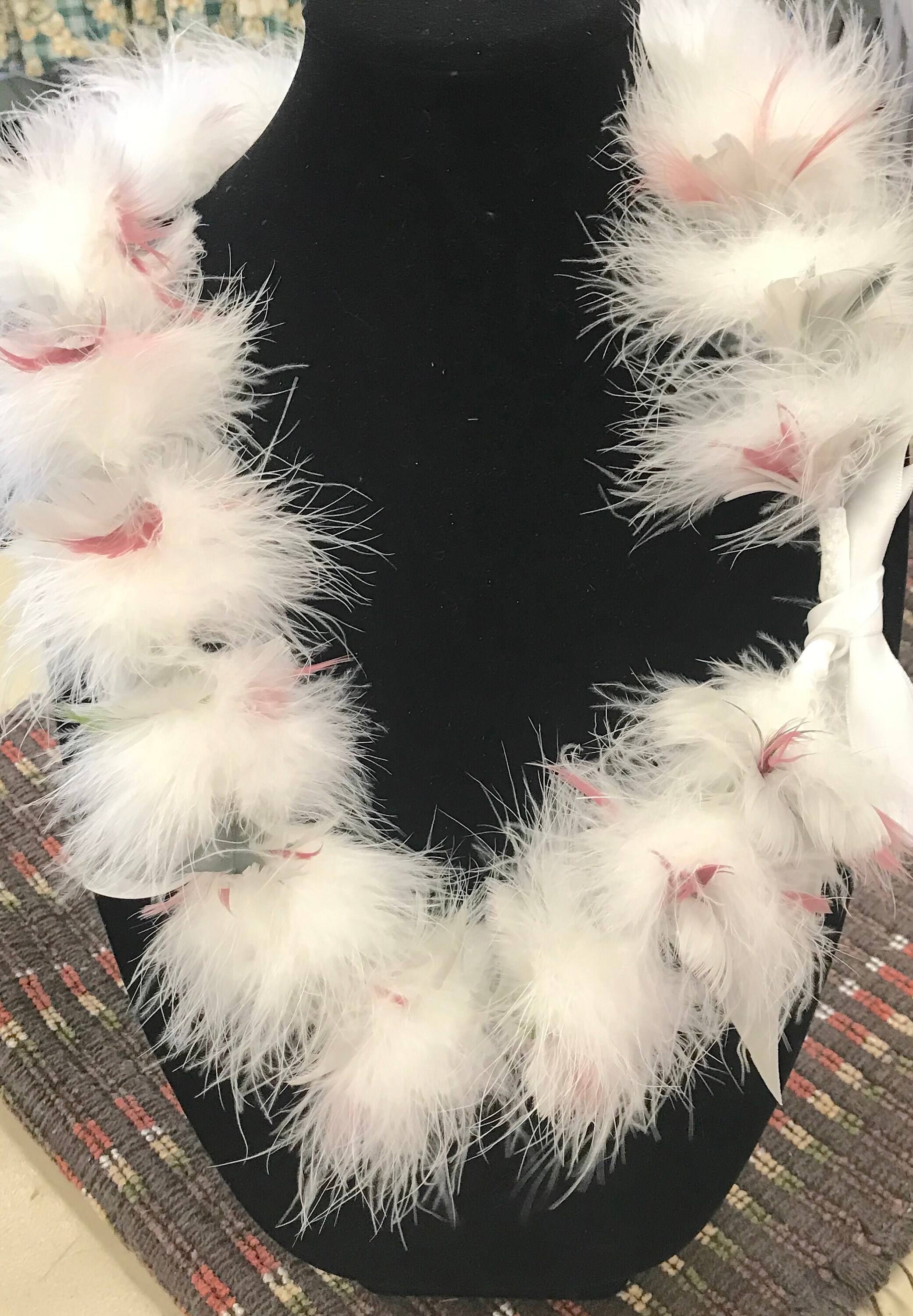2 White Wedding Handmade Wedding Leis Depicting Lehua Flower Feather ...