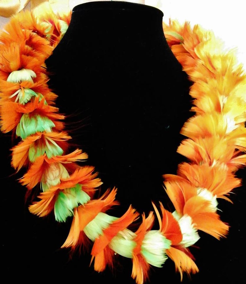 Handmade Feather Lei: Custom Ilima Style, Hawaiian Gift - Etsy
