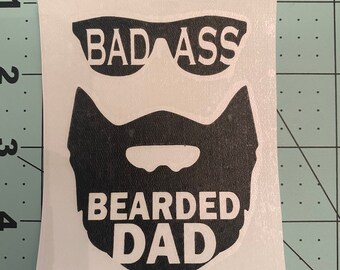 badass bearded dad only permanent adhesive vinyl decal for vehicle door ...