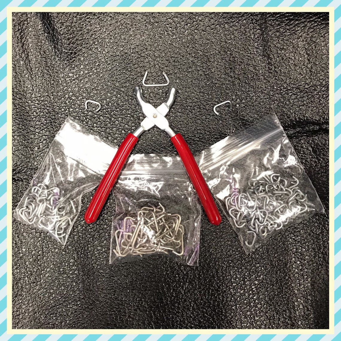 Hog Ring Pliers and 50 Each Hog Rings 3/4, 1/2 & 3/8 Galvanized for ...