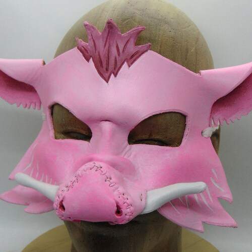 Boar Mask Dark Brown Leather Pork Pig Costume Larp Medieval - Etsy