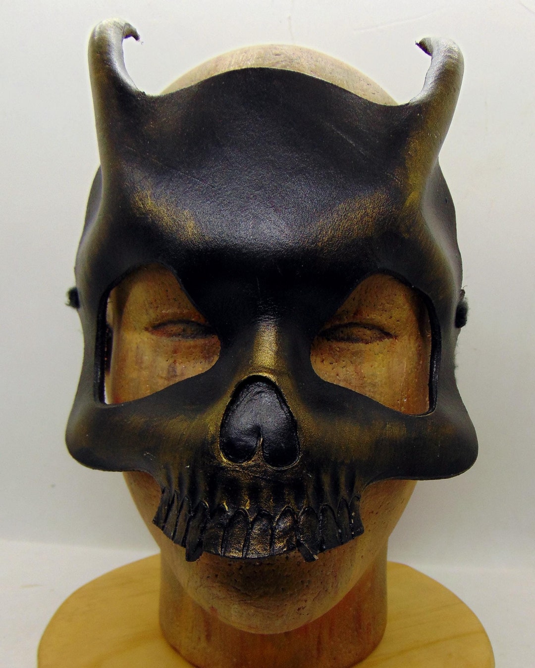 Leather Skull Horned Mask - Etsy