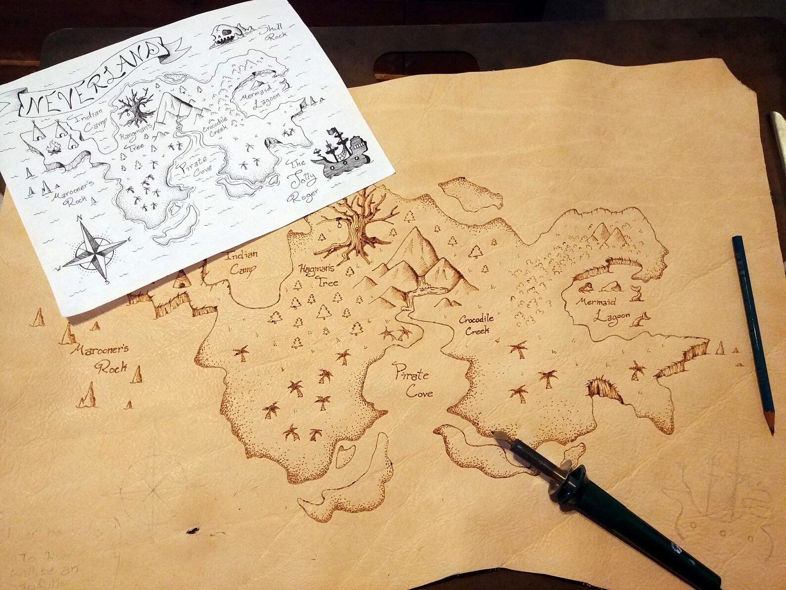 Leather Neverland Map | Etsy