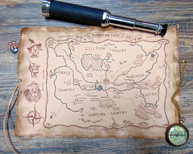 Leather Marvelous Land of Oz Map - Etsy