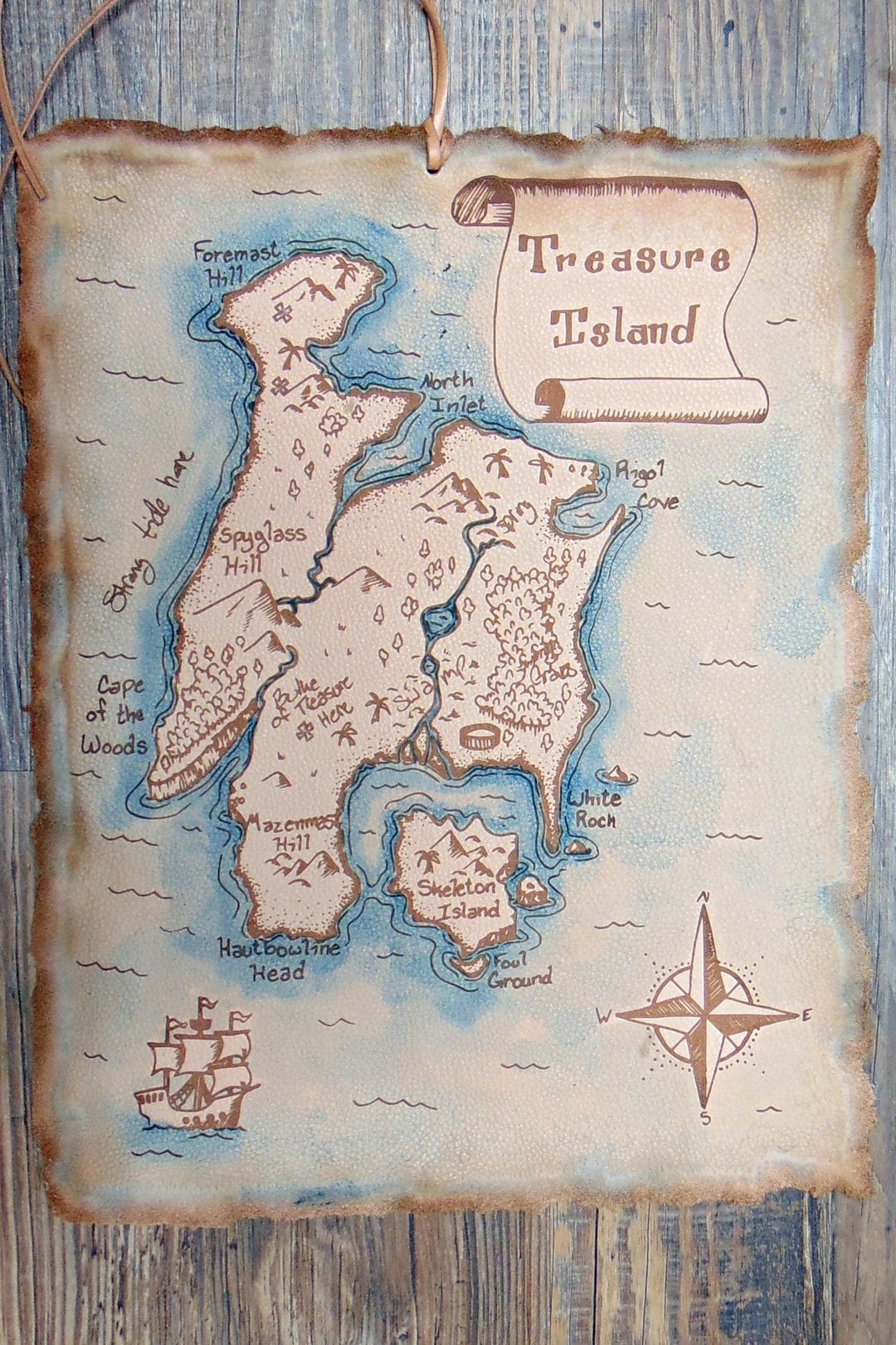 Leather Treasure Island Map - Etsy