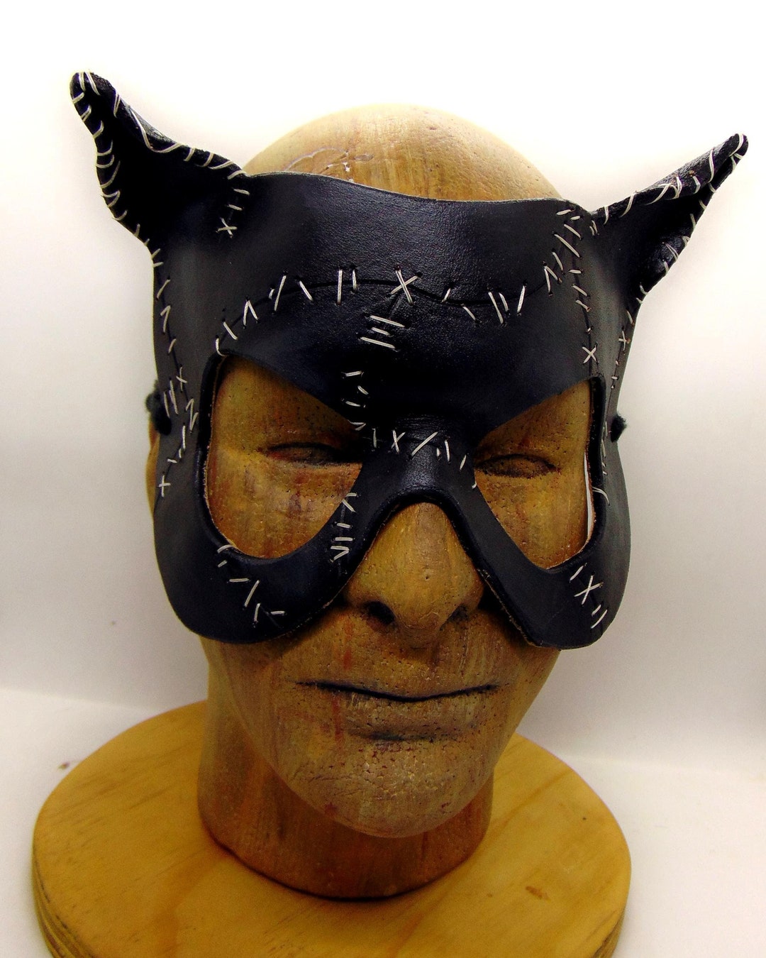 Leather Stitched Cat Mask - Etsy