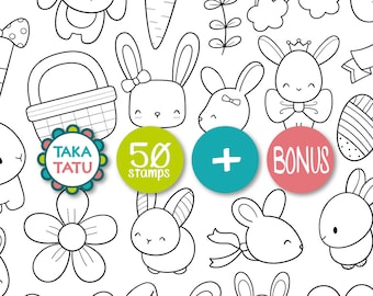 Digital Clipart, Doodle Clipart, Easter Bunnies, Bunny Clipart - Etsy ...