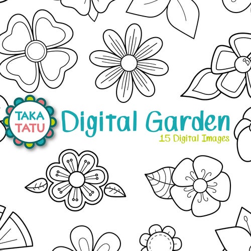 Fruits Digital Stamp Pack Black and White Clipart / Fruits - Etsy