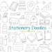 Stationery Doodles Digital Stamp - Stationery Clipart / School Supplies ...