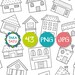 Houses and Shops Clipart Black and White Digital Stamps / House Doodles ...