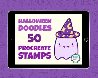70 Cute Halloween Procreate Stamp Brushes Doodle and Hand Drawn Style ...