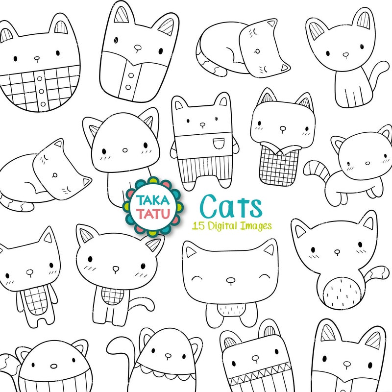 Cat Digital Stamp - Etsy
